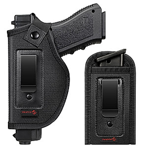 Concealed Carry Gun Holster, FINPAC IWB 9mm Airsoft Holsters, Belt Attachment Pistol Mag, Fits for Glock 17,19,26,27,42,43 M&P Shield Handguns