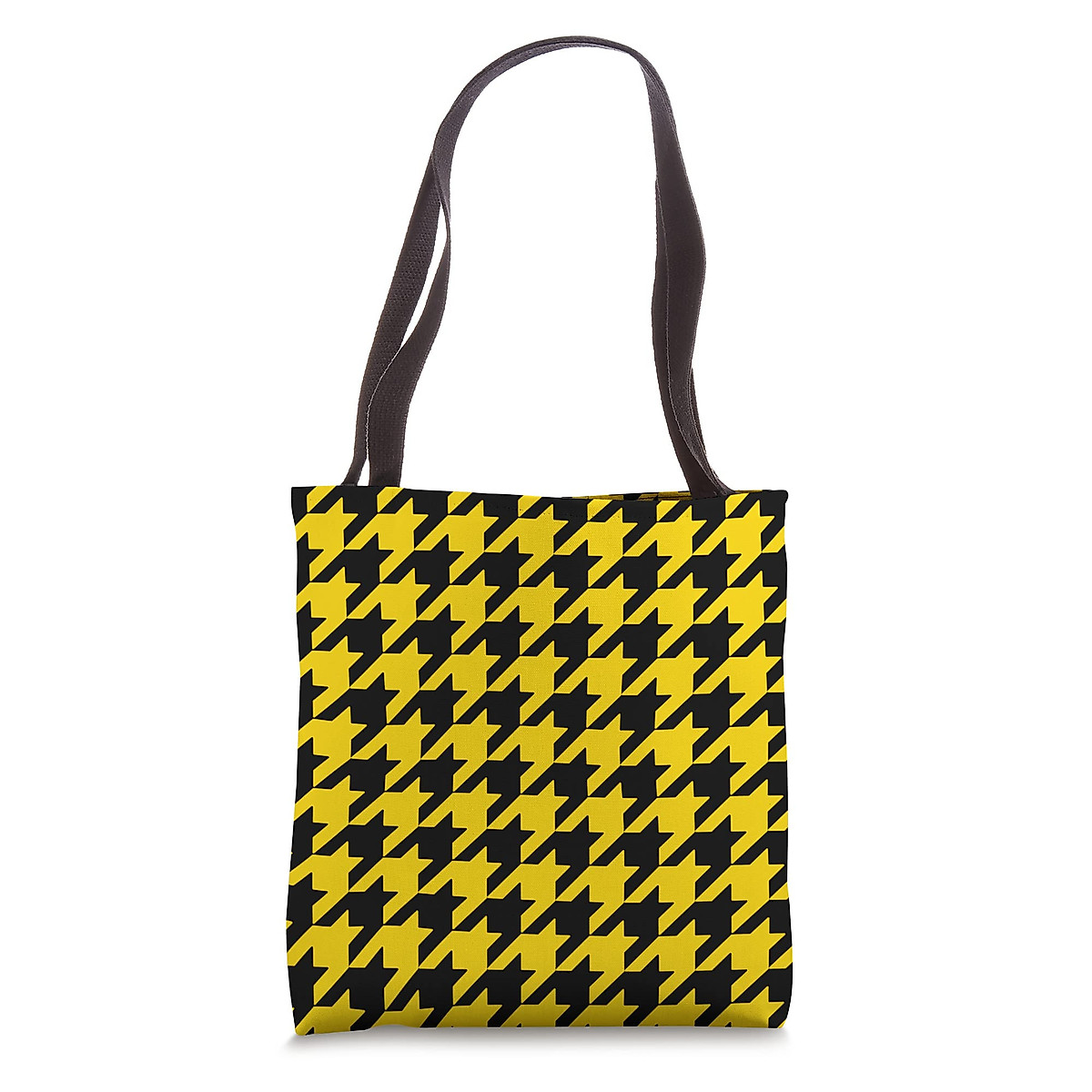 Aesthetic Yellow Black Houndstooth Pattern Fashionable Girly Tote Bag