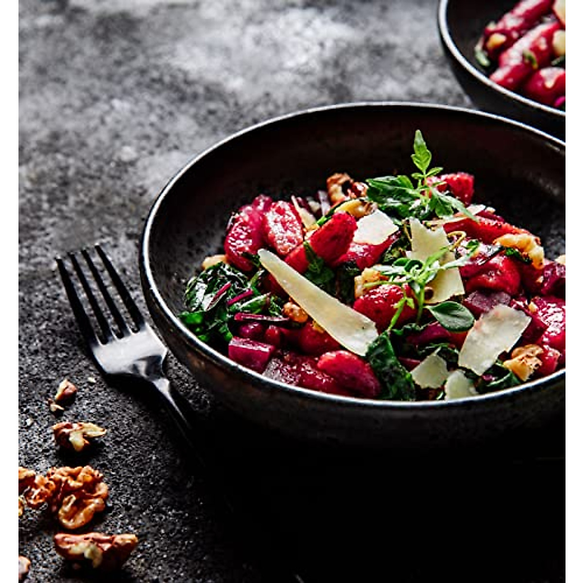 Bruntmor Ceramic Bowls, For Salad, Soup, Pasta Bowl Set Of 6 Serving Plates. 24 Oz Porcelain Baking Skillet With Handles. Safe For Oven, Microwave, Dishwasher. Serving Christmas Dish. Matte Black