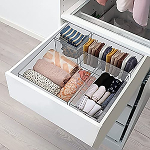 ChengFu Deep Drawer Organizer, Deep Drawer Dividers, 4pcs Acrylic Junk Drawer Organizer Set, Multi-use Junk Drawer Organizer for Office Desk, Kitchen, Bedroom, Makeup, Jewelry, Bathroom