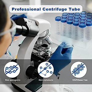 Biologix 50ml Conical Centrifuge Tubes, 25Pcs Sterile Polypropylene Test Tubes with Plug-Seal Screw Caps, Plastic Container with Graduated & Write Area, Rack Package, Non-Pyrogenic, DNase/RNase Free