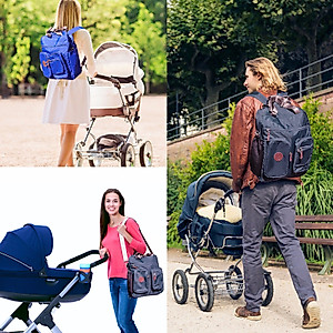 Baby Diaper Bags Backpack Designer for Dads Mom Twins Multi-function Large Tote (Dark Navy)