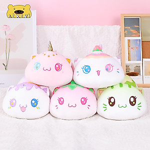 AIXINI Cute Cat Plush Pillow 13.7" Ice Cream Cone Kitten Stuffed Animal, Soft Kawaii Cat Plushie Gift for Kids