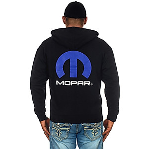 JH DESIGN GROUP Men's Mopar Logo Hoodie Full Zip Up Black Hooded Sweatshirt (small, AP22-black)