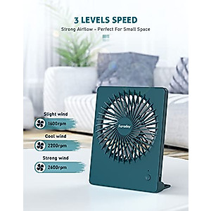 FARADAY Small Table Fans Rechargeable Portable 180°Tilt Folding Desk Fans Battery Operated Personal Fan Ultra Quiet For Home Bedroom Office Desktop, 3 Speeds (Deep Green)