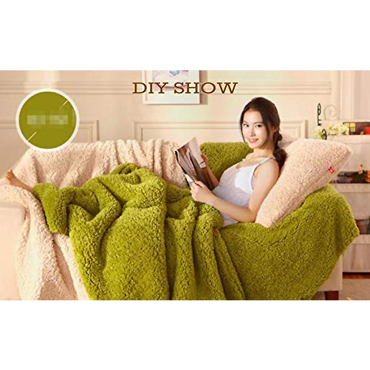 OURVER (14 Light Khaki) Celine lin One Skein Super Soft Warm Coral Fleece Fluffy Knitting Yarn Baby Blanket Yarn, 5 Rolls x100g