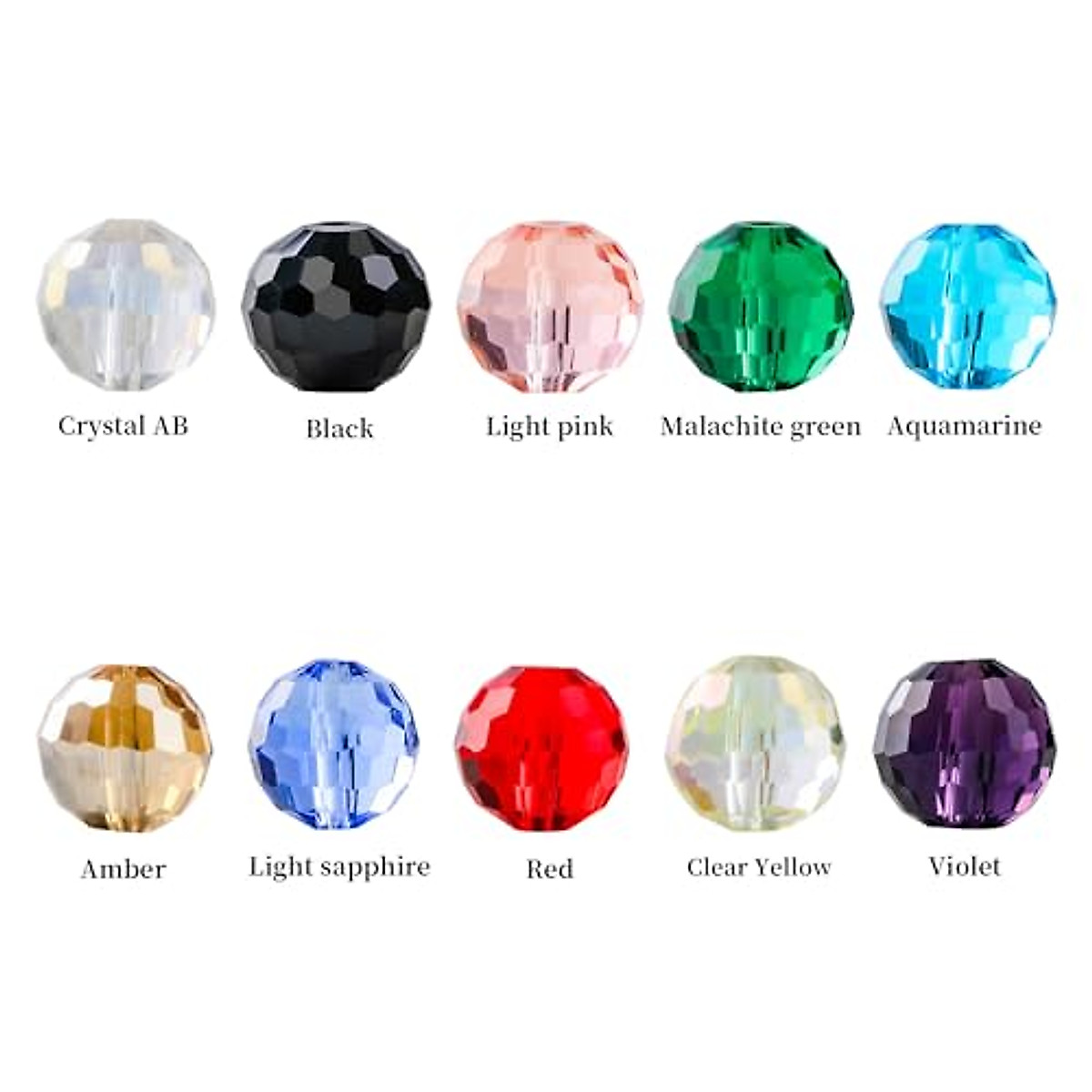 FZH 70 PCS Round Glass Crystal Beads, 12MM, 96cutting Surfaces, Faceted Rondelle Beads for Jewelry Making, DIY Craft