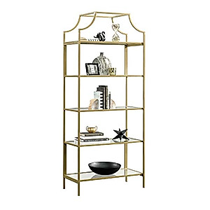 Sauder 421434 International Lux Bookcase, L: 30.0" x W: 14.49" x H: 70.87", Satin Gold Finish