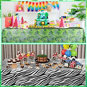12Pack Animal Safari Tablecloth Jungle Animal Zoo Theme Party Table Cloth Leopard Tiger Zebra Giraffe Palm Leaf Print Table Cover for Jungle Safari Birthday Baby Shower Party Decorations (Six Styles)