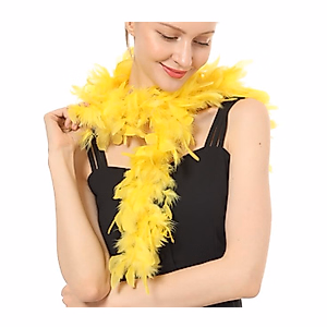 Over 10 Color 25 Gram, 4 Feet Long Chandelle Feather Boa,Kids Feather Boa, Great for Party, Wedding, Halloween Costume, Christmas Tree, Decoration (Yellow)