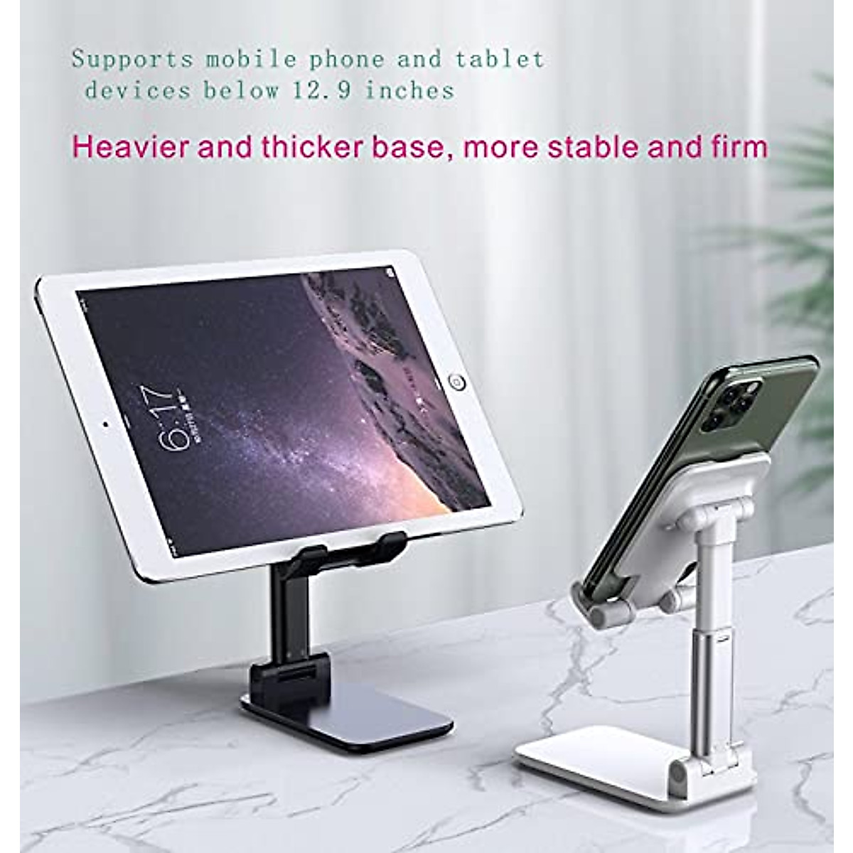 Cell Phone Stand, Adjustable Angle and Height of Desktop Phone Stand, Stable Non-Slip Design Compatible with All Mobile Phones, iPhone, iPad, Tablet PC (Mint Green)