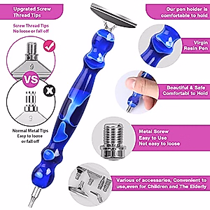 Baiyigs 21Pcs Diamond Pen Painting Accessories Tools Kits for DIY Art&Craft, Stainless Steel Metal Anti-Fall Tip with Ergonomic Resin Diamond Art Pen for 5D Diamond Paint Bead Dot, Embroidery Decor