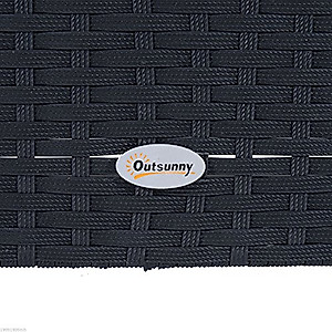 Outsunny 4 Piece Wicker Patio Furniture Set with Cushions, Outdoor Sectional Furniture with 2 Sofa, Loveseat, and Glass Top Coffee Table, Conversation Sofa Sets for Garden, White