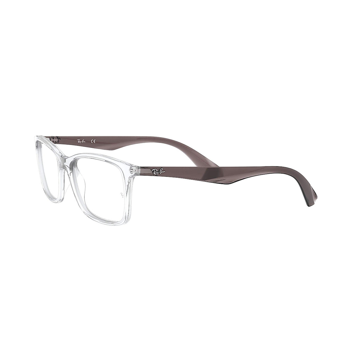 Ray-Ban RX7047 Rectangular Prescription Eyeglass Frames, Transparent on Grey/Demo Lens, 54 mm