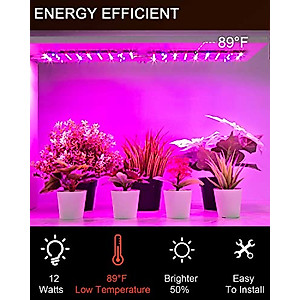 DOMMIA Plant Grow Light, 12W Ultra-Thin Plant Light, Full Spectrum Led Grow Light with 90 LEDs, 2Pcs DIY Assembly Grow Light Strip for Indoor Garden Greenhouse Aquarium Hydroponic