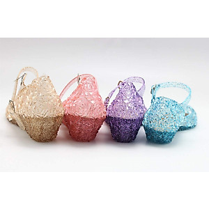 Kawai Peach Princess Girls' Cute Sparkle Sandals Fancy Dress Up Jelly Party Dancing Cosplay Shoes 1 Big Kid Pink