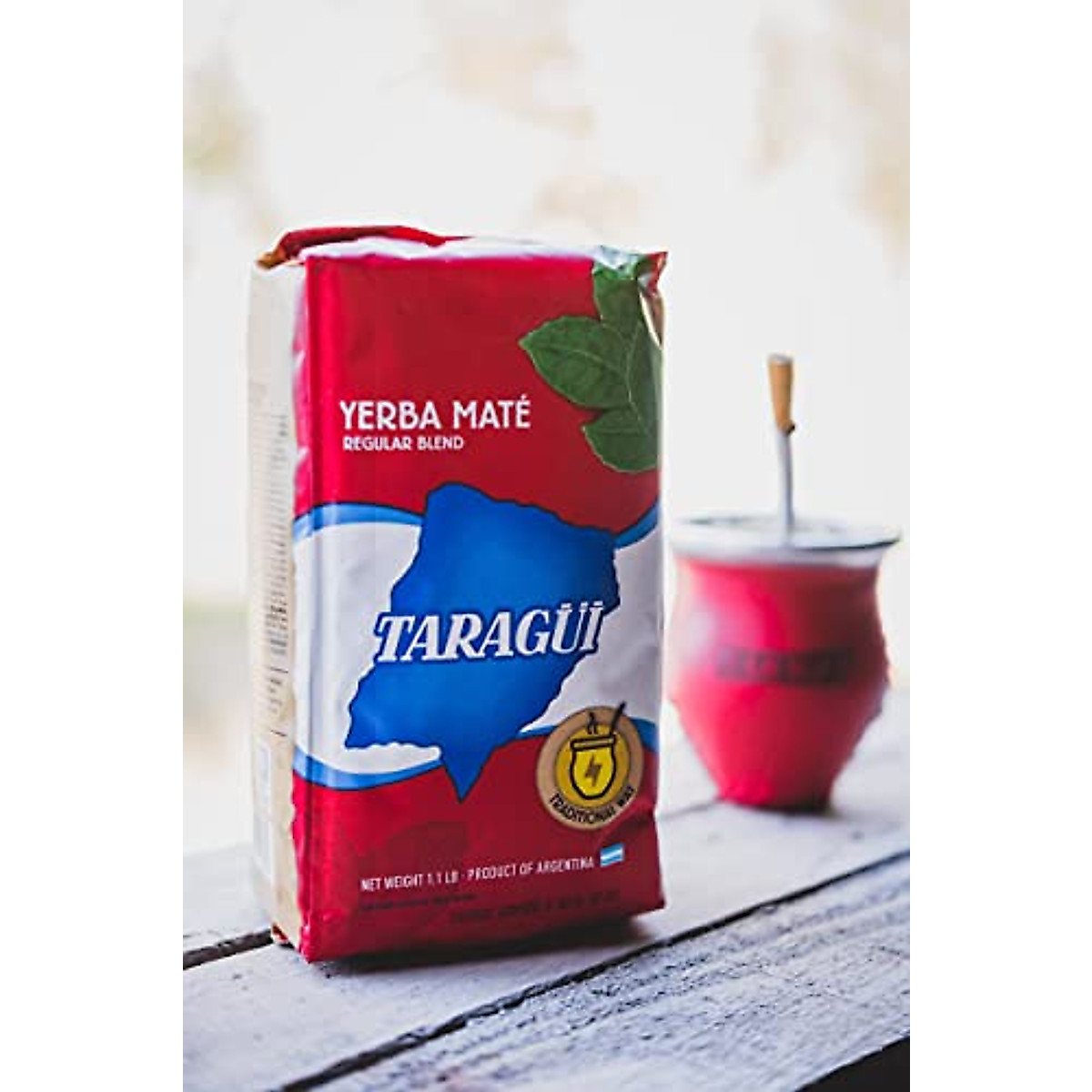 Taragüi Yerba Mate with Stems, 500 gr - 1.1 lbs (Red Pack)