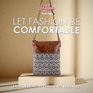 SIXTEASE Crossbody Bag for Women Vintage Style Genuine Leather, Upcycled Canvas, Rug, or Hair On - Cross Body Womens Bags with Inside Zipper Pockets - Supine