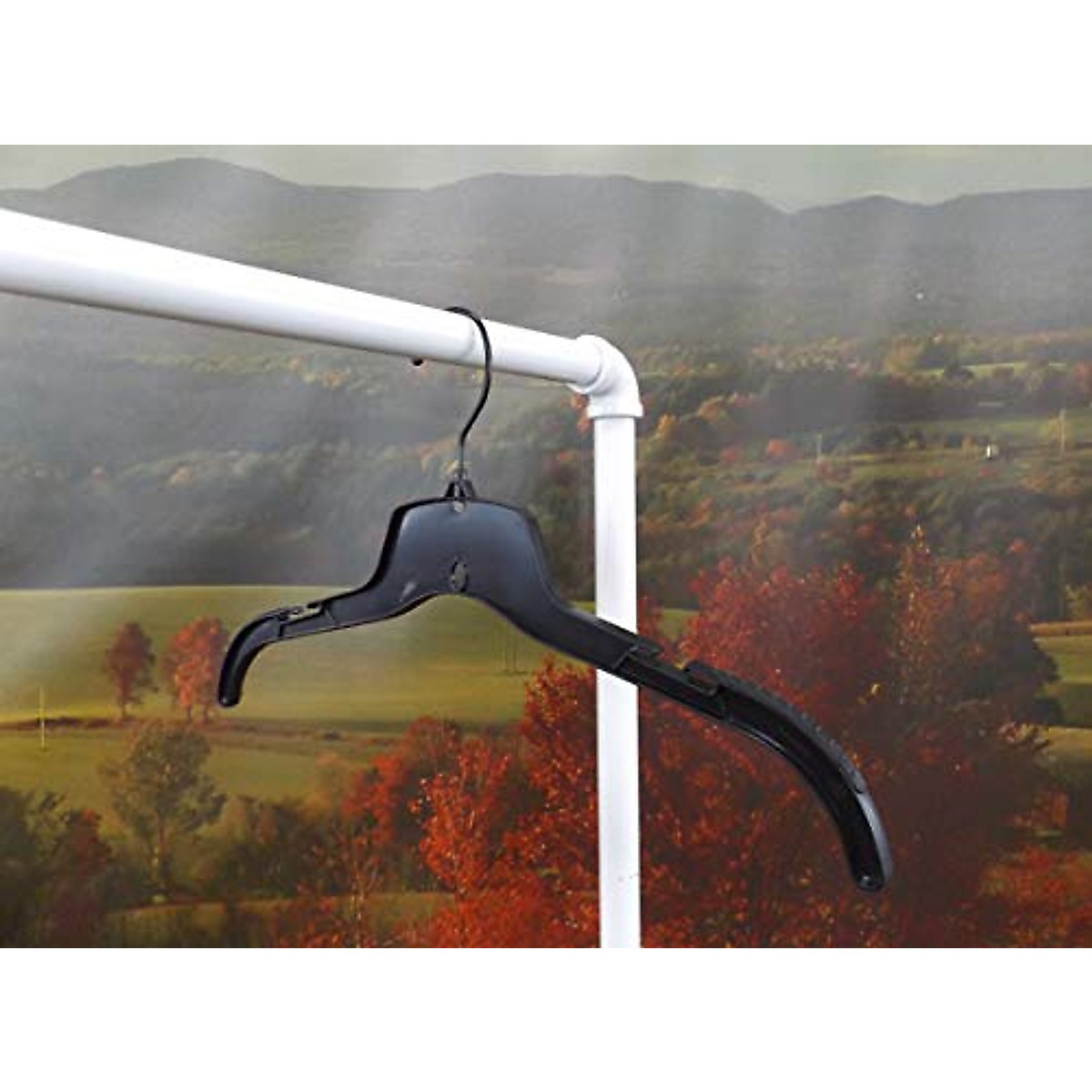 NAHANCO 25500BHMG Plastic Shirt/Dress Hanger with Black Swivel Hook and Molded Non-Slip Shoulders, Heavy Weight, 17", Black (Pack of 100)