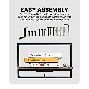 Cocoyard Modern Farmhouse Floating Shelf, Set of 2. Design You Home with This Wall Rack Set. Perfect for Livingroom Bedroom Bathroom. Great Gift Ideas (Black, 17.7" W x 4.9" D x 11.2" H)