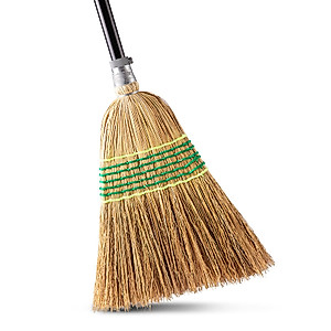 Yocada Heavy-Duty Broom Corn Broom Outdoor Commercial Indoor Perfect for Courtyard Garage Lobby Mall Market Floor Home Office Leaves Stone Dust Rubbish 59.8"