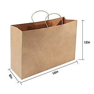 HAPPY CHEERS Kraft Paper Gift Bags,50 Pack Large Paper Bags with handles,16x6x12 Inches Thick Large Paper Shopping Bags for Boutique,Brown