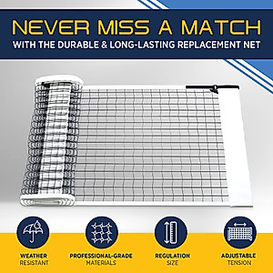 Pickleball Replacement Net - (net only, no frame), for Indoor and Outdoor Pickle Ball, Regulation Size Pickleball Net Only for Driveway, Backyards Official Pickleball Court Size, 22 Ft