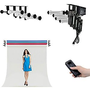 Fotoconic 4 Roller Motorized Electric Wall Ceiling Mount Background Support System with Remote