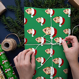 YESCUSTOM Personalized Gift Wrapping Green Paper for Kids Women Men Christmas,Custom Face Wrapping Paper, Gift Wrap Roll 58"x 23"