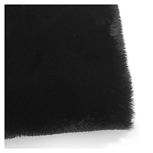 Short Plush Shaggy Faux Fur Fabric Sewing Fabric Supplies Super Soft and Fluffy Luxuriously Cushy for Craft Supply, Wedding Party Christmas Decorati(Size:1.6mx0.5m / (62.99x19.68IN),Color:Black)