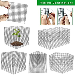 5 Pack Wire Plant Protectors Square Wire Plant Cages Mesh Plant Cage Chicken Wire Cloche with 20 Ground Stakes and 100 Nylon Ties Protect Plants, Garden,Shrubs and Vegetables from Animals, 12x12 inch