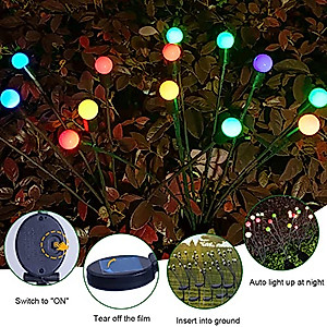 Leleecoo Solar Lights Outdoor Decorative, Garden Lights Solar Powered Waterproof, 6 LED Light Bulbs Vibrant Garden Solar Lights, Fairy Lights Yard Decorations Outdoor 2 Pack