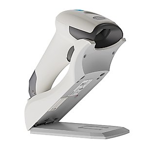 TEEMI 1D 2D Bluetooth Barcode Scanner with Intelligent USB Cradle Charge Station Wall Mounted, Auto Activate Omni-Directional Hands-Free Scanning Mode, Wireless Charging White Color