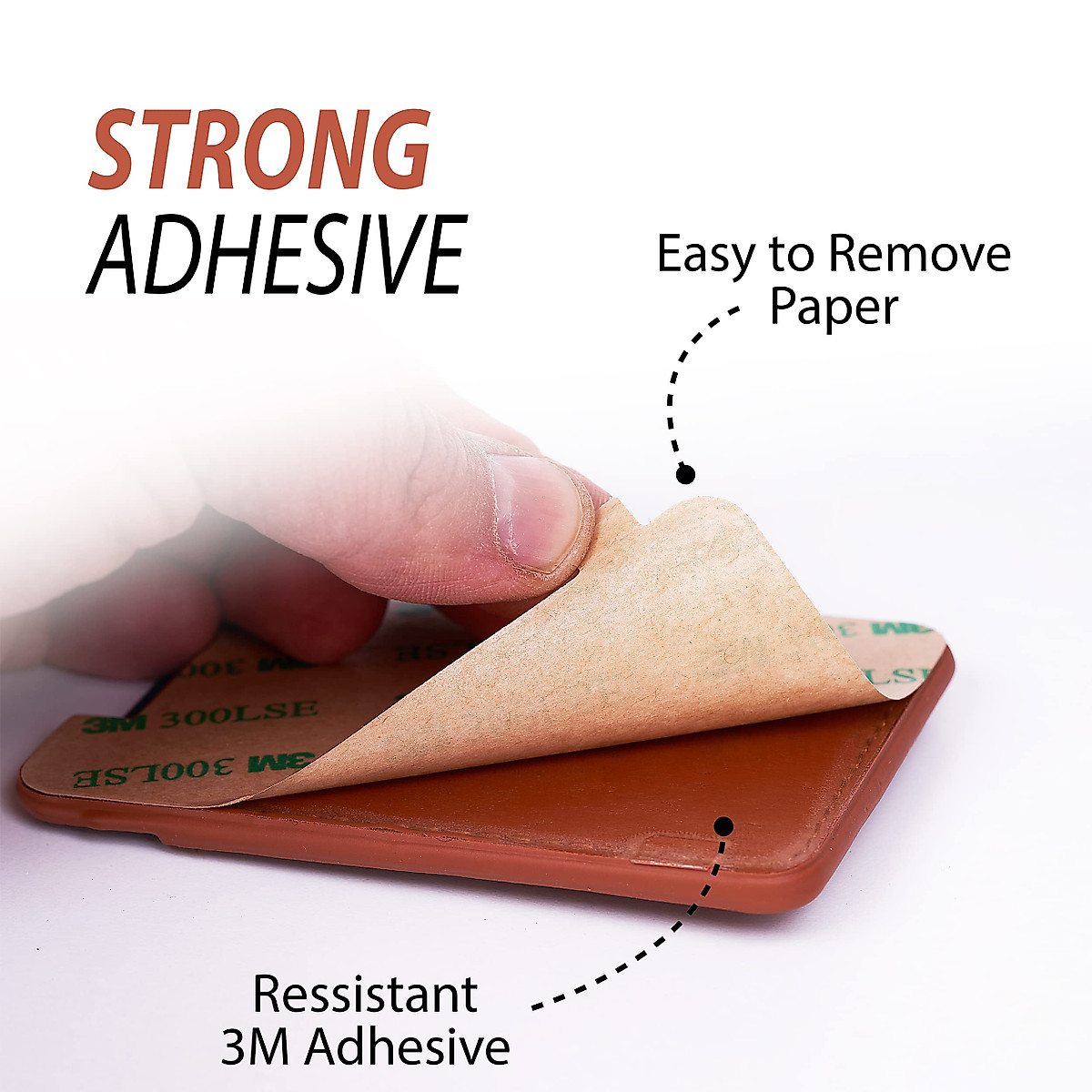 dizzy creek designs Premium Brown Leather Phone Wallet - 3.5"x3.7" Card Holder Stick on Wallet for iPhones and Android Smartphones - Easy to Attach