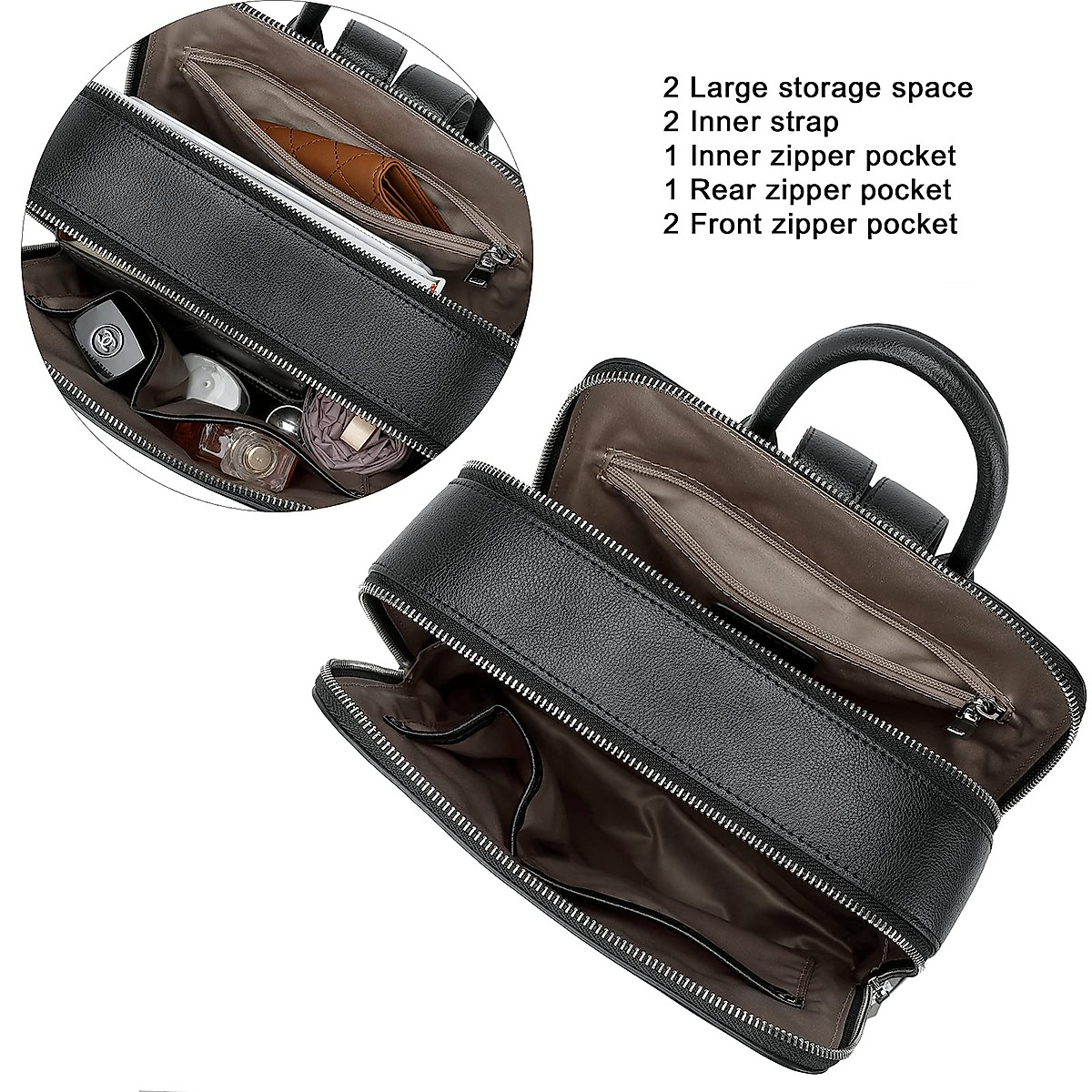 BOSTANTEN Leather Backpack Purse for Women Work Travel Backpack Stylish Ladies Shoulder Bags