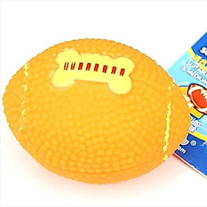 Hypeety Dog Squeak Chew Ball Interactive Toy Chewing Durable Latex Balls Toys for Small Medium Large Dogs Tooth Cleaning Chewing Playing (1pcs Random Color) (Rugby)