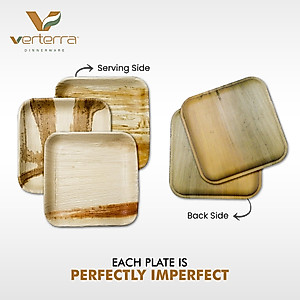VerTerra Palm leaf plates - 10 inch square, 300 pack – Like Bamboo plates, Disposable and Eco-friendly dinnerware in bulk for Events, Parties, Weddings