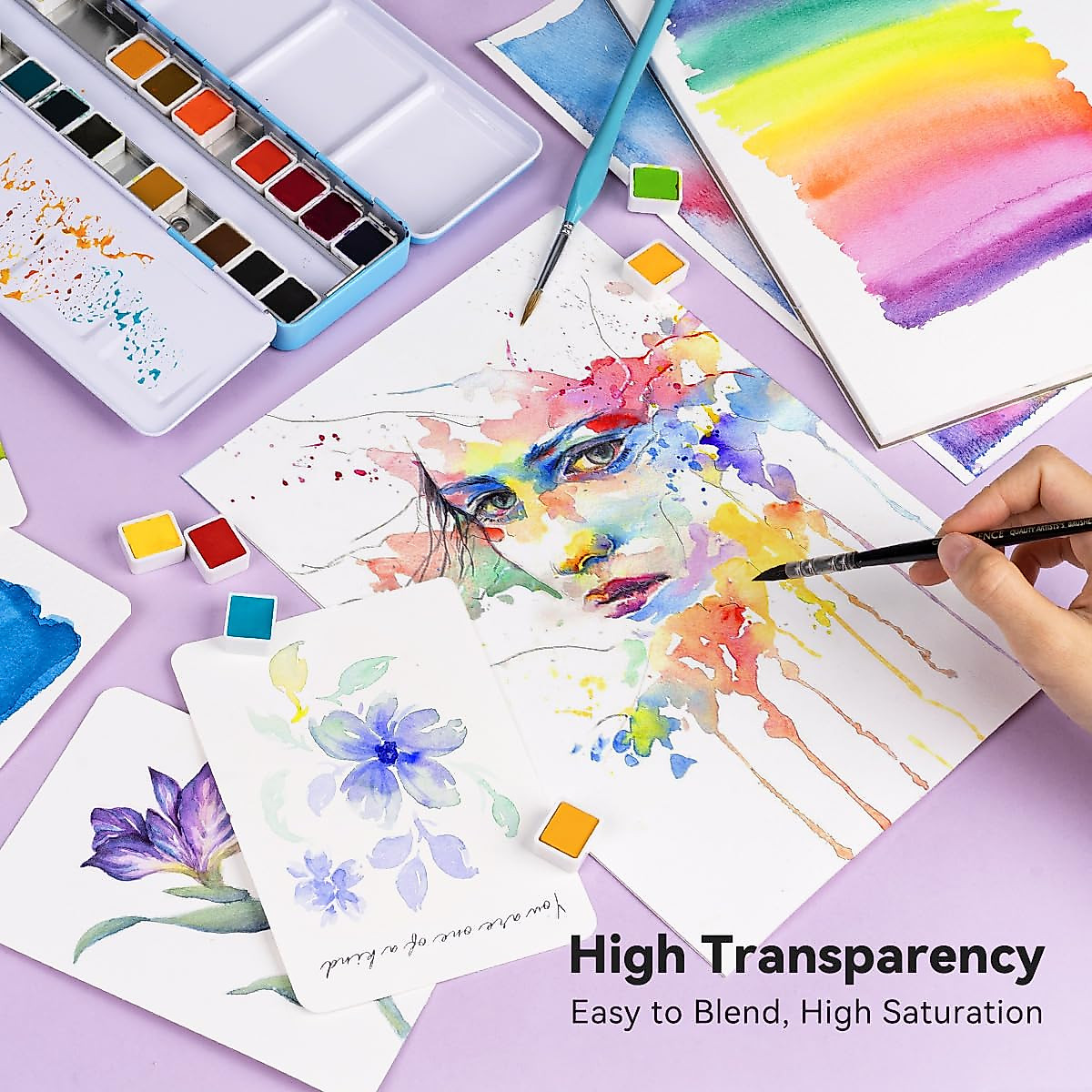 Paul Rubens Watercolor Paint Set Artist Grade, 24 Vivid Colors with Portable Metal Box for Artists, Beginners, Hobbyists, Students-Set B