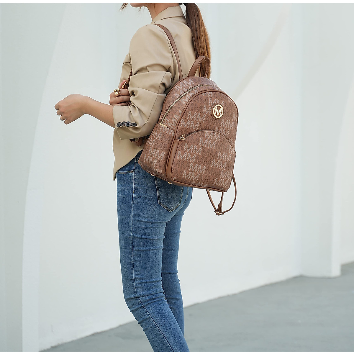 MKF Collection Backpack for Women, Signature Vegan Leather Top-Handle Carry on Backpack Female Travel bag Red