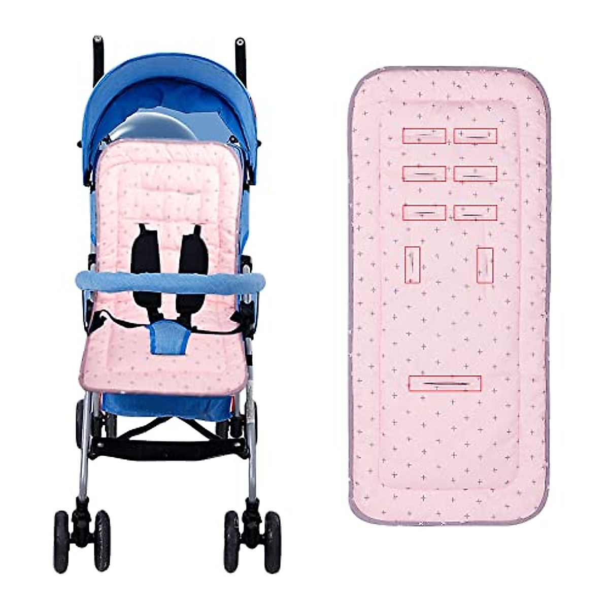 Baby Stroller Seat Liner Kids Pushchair Seat Cushion Mat Universal Breathable Stroller Liner Insert Stroller Cushion Pad Thick Cotton Stroller Liner Seat Pad Cover for (Pink&Gray)