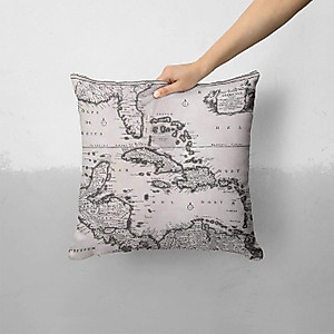 iiRov The Vintage Black and White Gulf of Mexico Map - Custom Decorative Home Decor Indoor or Outdoor Throw Pillow Cover for Sofa, Bed or Couch Cushion (Pillow CASE Cover ONLY)