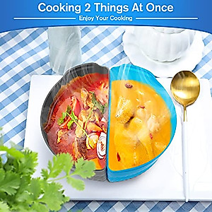 KKUYT Slow Cooker Liners Fit For 6QT Crockpot, Food-Grade Reusable Silicone Crock Pot Liners, Collapsible Cooking Liner Slow Cooker Accessories BPA Free, Dishwasher Safe to Use(Grey+Blue)