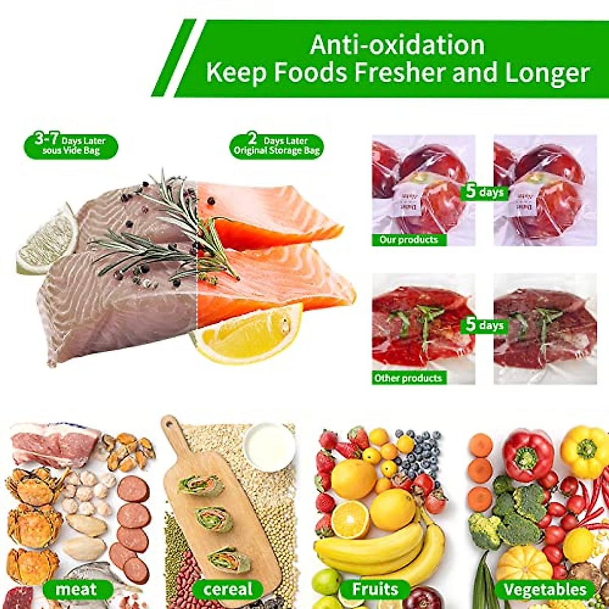 SINWE Vacuum Sealer Machine,Sous Vide Bags, Electric Food Vacuum Sealer & Reusable Vacuum Food Storage Bags,Bag Sealer/Air Pump/Vacuum Pump 3 in 1 Life Gadgets for Food Storage Snacks Freshness-Grey