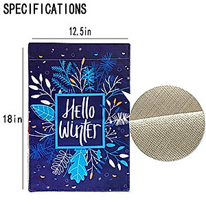Hello Winter Garden Flag Vertical Double Sided 12.5 x 18 Inch Farmhouse Christmas Winter Holiday Burlap Yard Outdoor Decor,Winter Christmas Welcome Sign