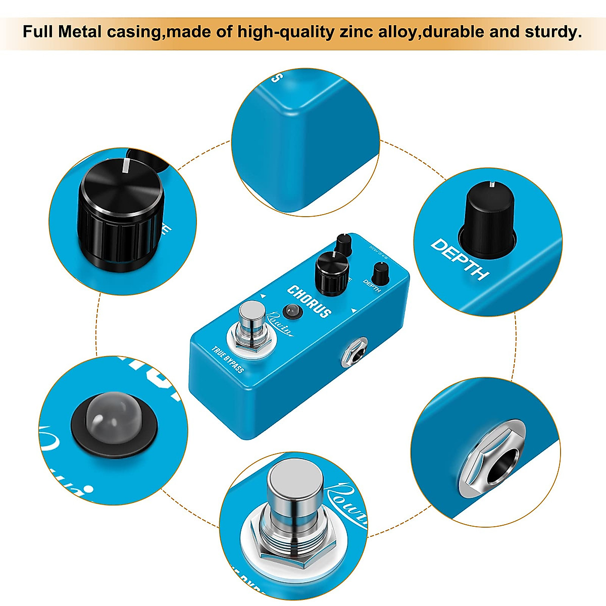 Rowin Analog Chorus Pedal for Electric Guitar/Bass True Bypass LE-304