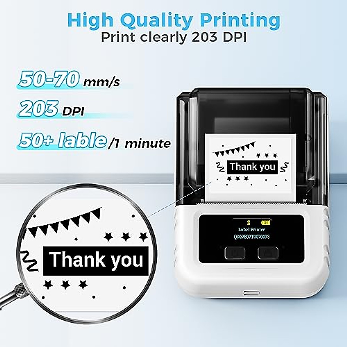 Phomemo M120 Label Maker, Barcode Label Printer, Mini Portable Wireless Bluetooth Thermal Label Printer for Retail, QR Code, Images & Small Business, Compatible with Android, iOS & PC, White