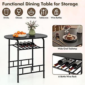 Giantex 3 Piece Dining Set Compact 2 Chairs and Table Set with Metal Frame and Shelf Storage Bistro Pub Breakfast Space Saving for Apartment and Kitchen (Black)