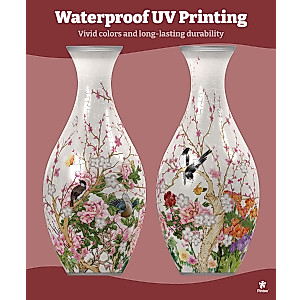 Pintoo 3D Puzzle Vase Unique Flower Vase Made by 160 Curved Plastic Puzzle Pieces House Warming Gift for Flower Arrangements and Home Decoration - [S1035] (Translucent, Flowers and Birds)