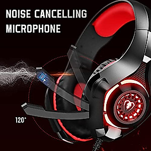 Gaming Headset for PS4, PS5, PC, Xbox One, Over-Ear Gaming Headphones with Noise Cancelling Mic, Premium Stereo, Lightweight Comfortable Earmuffs for Switch Laptop Mobile