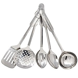 Amco 8796 Stainless Steel 5-Piece Utensil Set,Medium